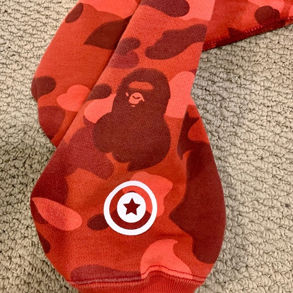 Jackets & Coats | Bape A Bathing Ape Red Camo Tiger Shark Hoodie | Poshmark